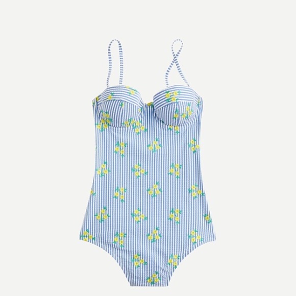 J. Crew | Swim | J Crew Onepiece Swimsuit Seersucker Embroidered Floral ...